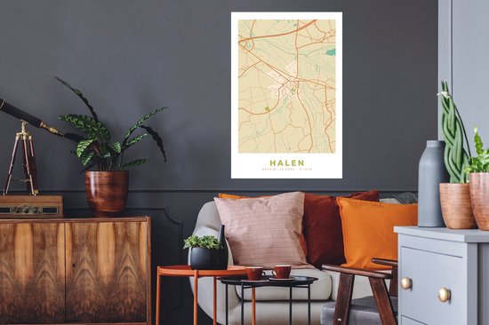 Stickers muraux - Rétro - Halen - Plan de la ville - Carte - Carte ...