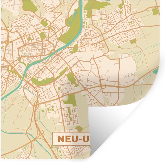 Muurstickers - Sticker Folie - Plattegrond - Neu-Ulm - Vintage - Kaart ...