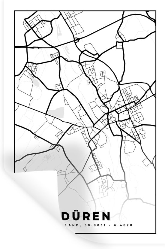 Muurstickers - Sticker Folie - Plattegrond - Düren - Kaart - Stadskaart ...