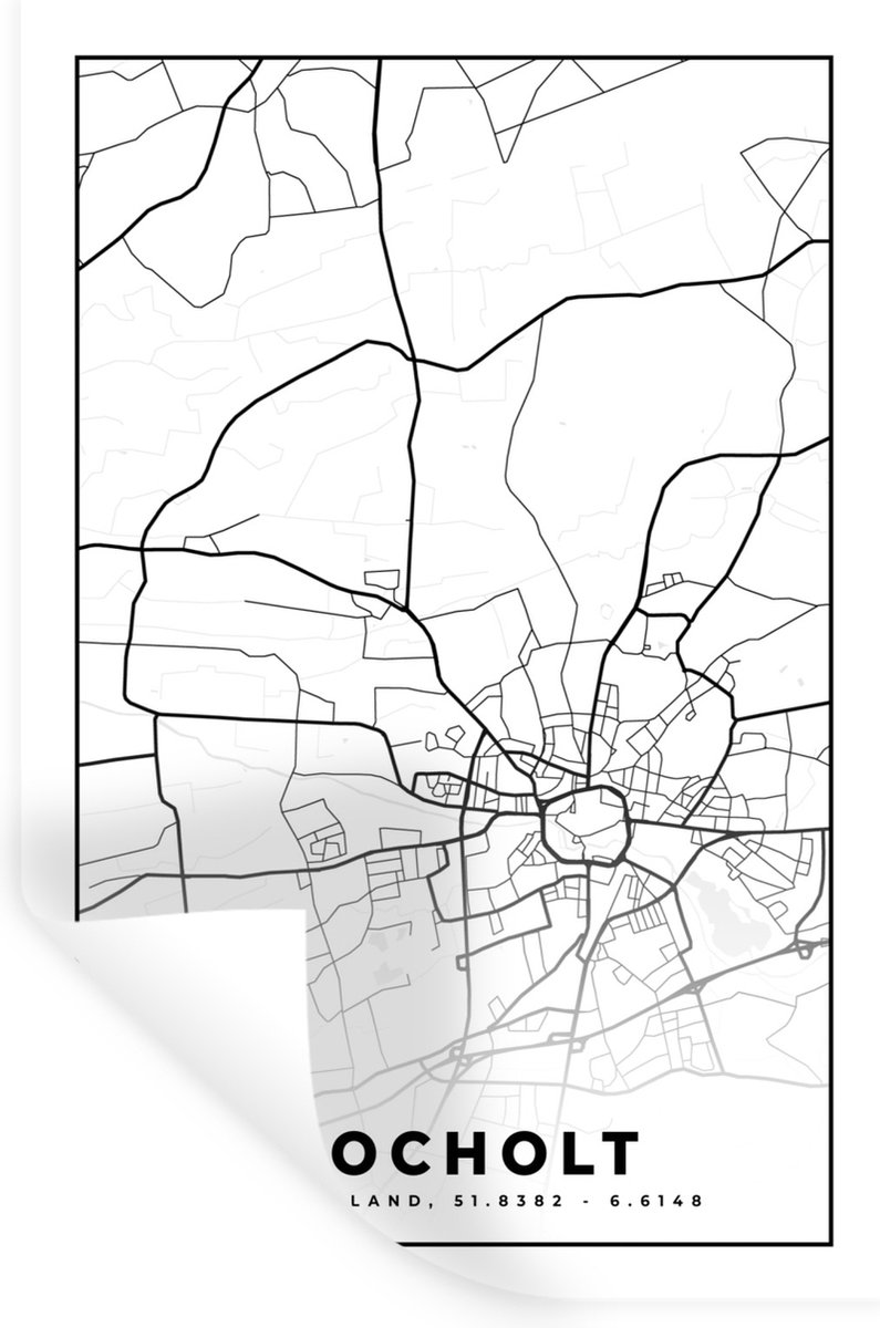 Muurstickers - Plattegrond - Bocholt - Kaart - Stadskaart - 80x120 cm ...