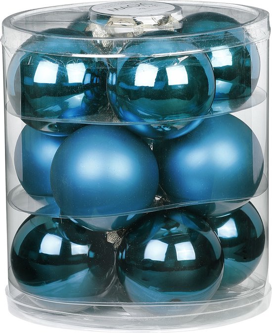 Inge Christmas Kerstballen - 12x st - diep blauw - D8 cm - glas - mat/glans -... | bol