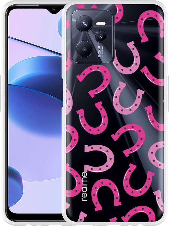 Realme C35 Hoesje Pink Horseshoes - Designed by Cazy | bol