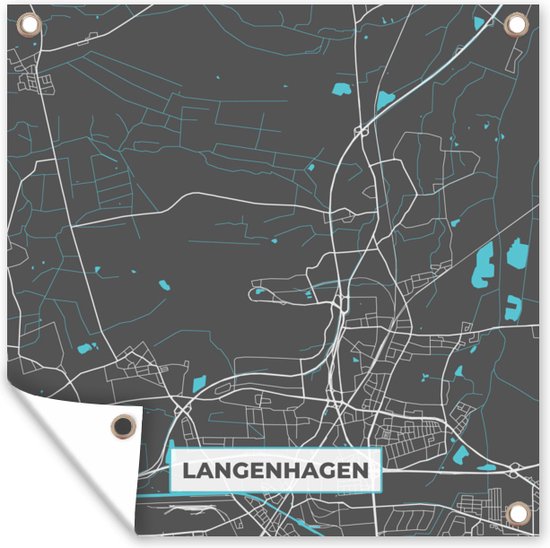 Tuinposters Langenhagen – Stadskaart – Blauw – Plattegrond – Stadskaart ...