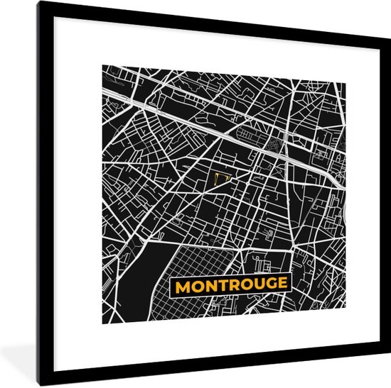 Fotolijst incl. Poster - Montrouge - Plattegrond - Frankrijk - Kaart ...