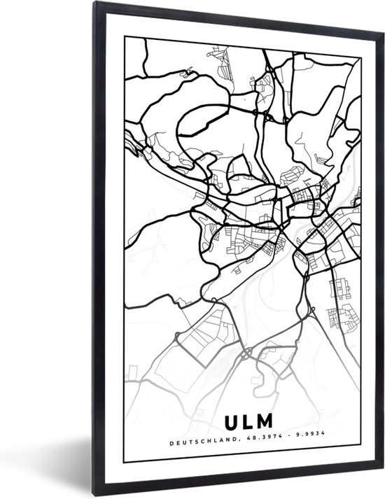 Fotolijst incl. Poster - Plattegrond - Ulm - Kaart - Stadskaart - 20x30 ...