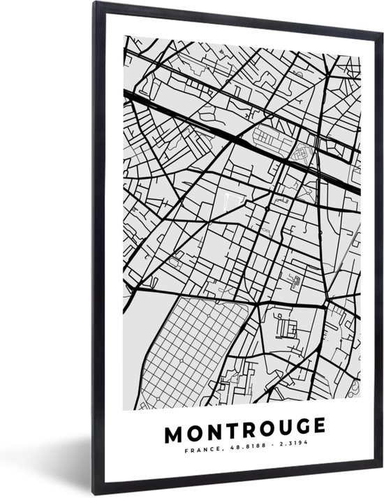 Fotolijst incl. Poster - Frankrijk – Montrouge – Stadskaart ...