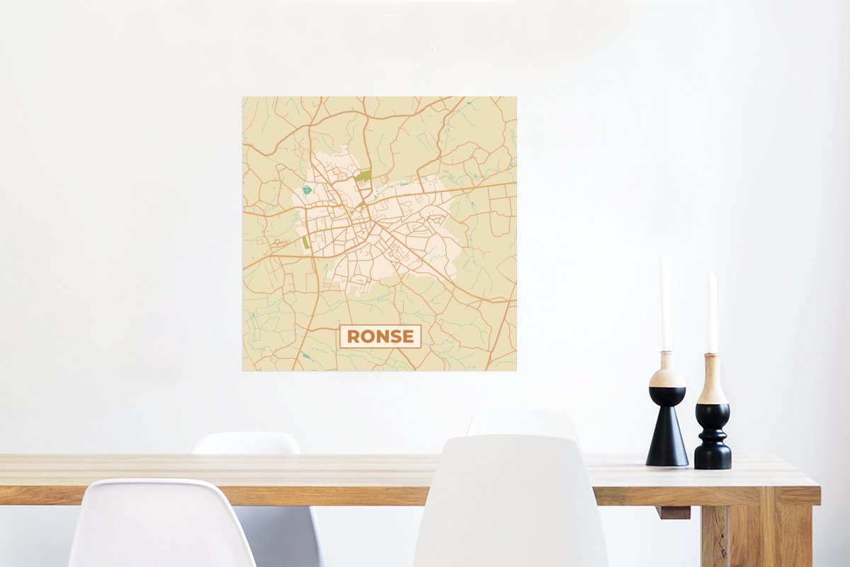 Poster Plattegrond - Stadskaart - Ronse - België - Kaart - 50x50 cm ...