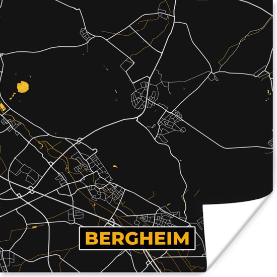 Poster Duitsland – Black and Gold – Bergheim – Stadskaart – Kaart ...