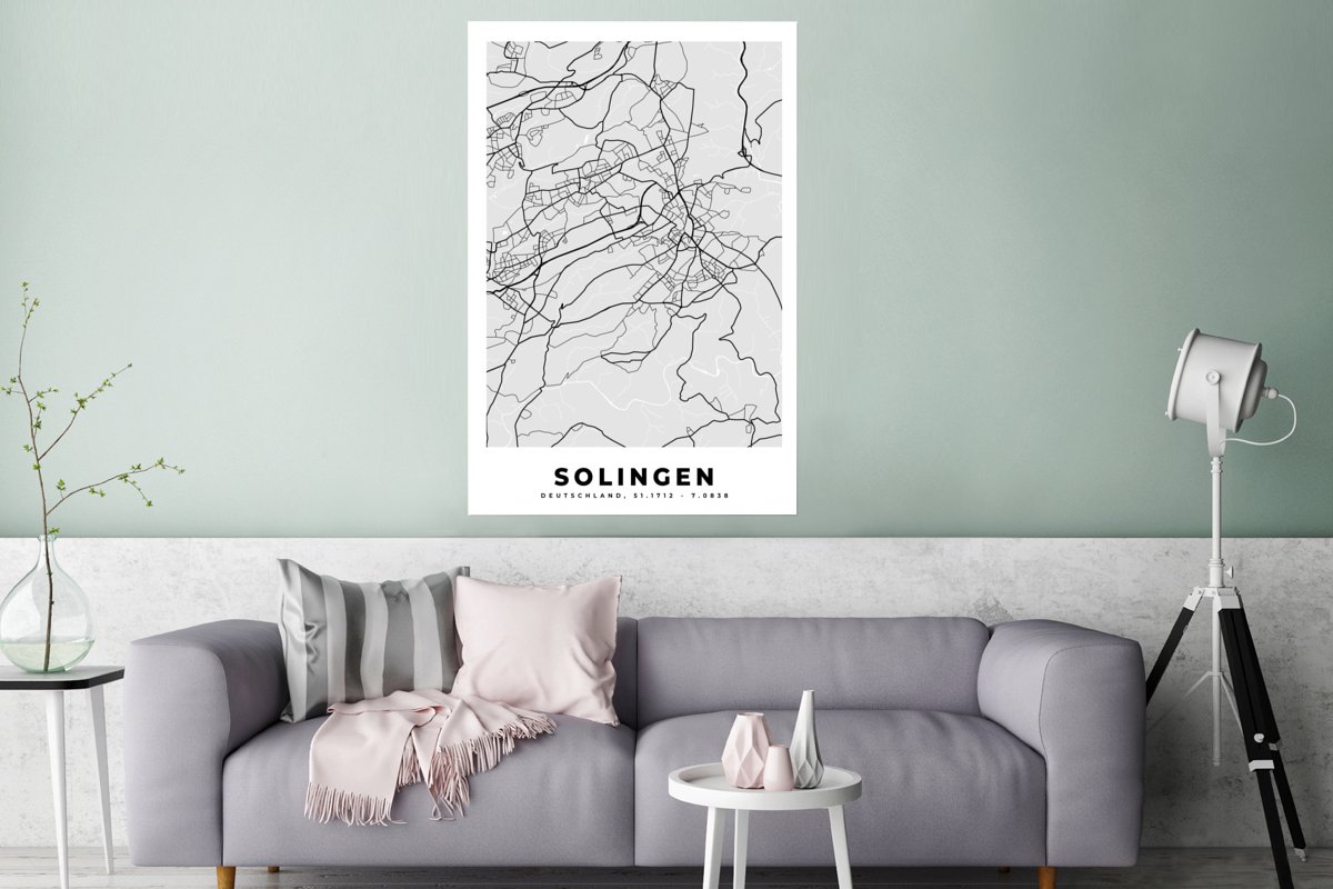 Poster Plattegrond - Duitsland - Solingen- Kaart - Stadskaart - 80x120 ...