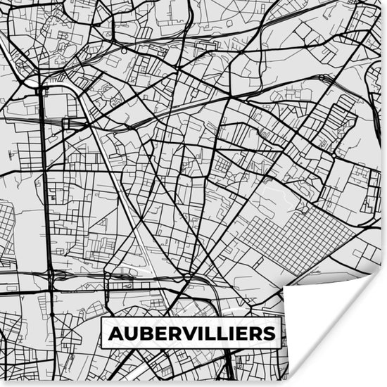 Poster Kaart - Stadskaart - Aubervilliers - Plattegrond - Frankrijk ...