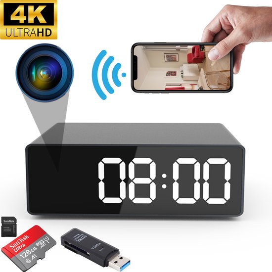 Flowkey Spy Camera WiFi Klok Met App - Verborgen Spionage Camera - Geheime Spionage... | bol.com