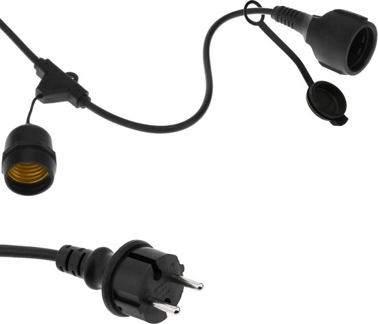 PrimeMatik - Slinger van 10 lampjes, lampjes met E27 fitting, buiten ...