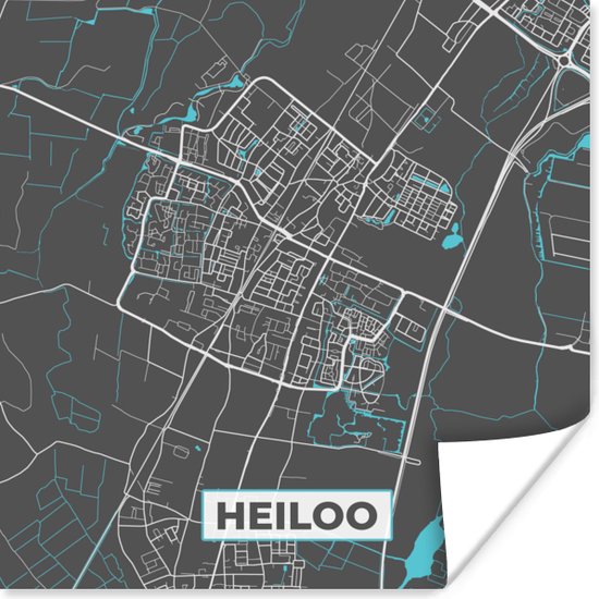 Poster Heiloo - Stadskaart - Plattegrond - Kaart - 50x50 cm | bol