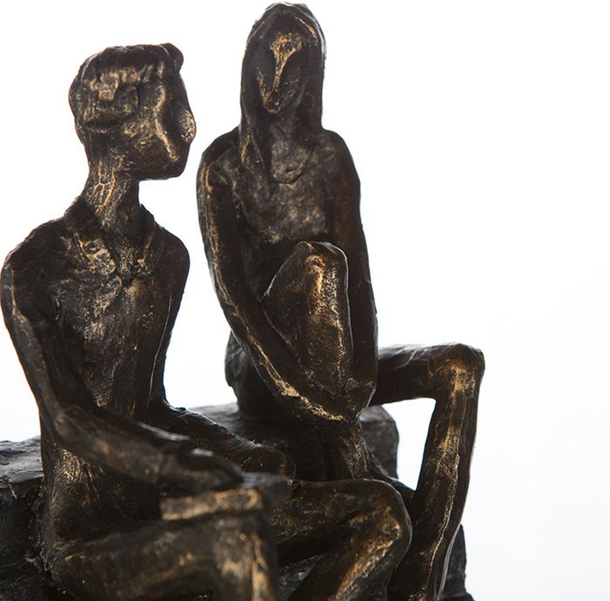 Beeld Pratend koppel - Discussie beeldje - Koppel sculptuur - Grijs ...