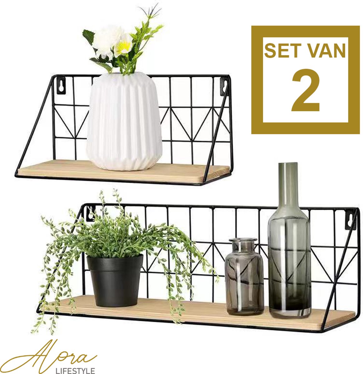 Wandrek Cassara Set Van 2 Wandrekken Wandplank Wandrek Industrieel wandrek-cassara-set-van-2-wandrekken-wandplank-wandrek-industrieel