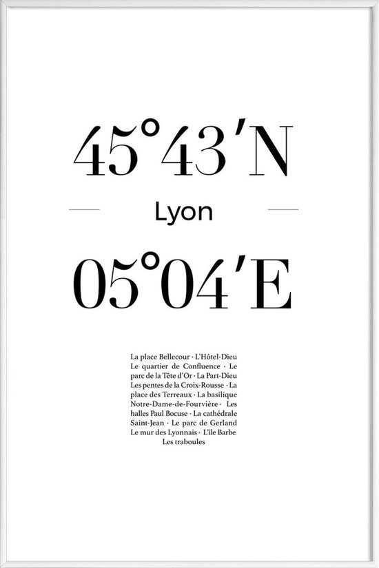 JUNIQE - Poster in kunststof lijst Lyon -20x30 /Wit & Zwart | bol