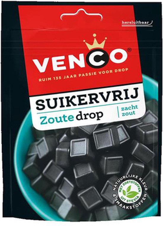 Snoepgoed: Venco Zoute Drop Suikervrij - 100 gr | bol
