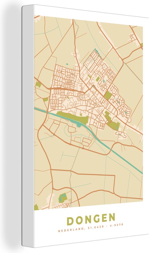 Canvas Schilderij Dongen - Kaart - Plattegrond - Stadskaart - 20x30 cm ...