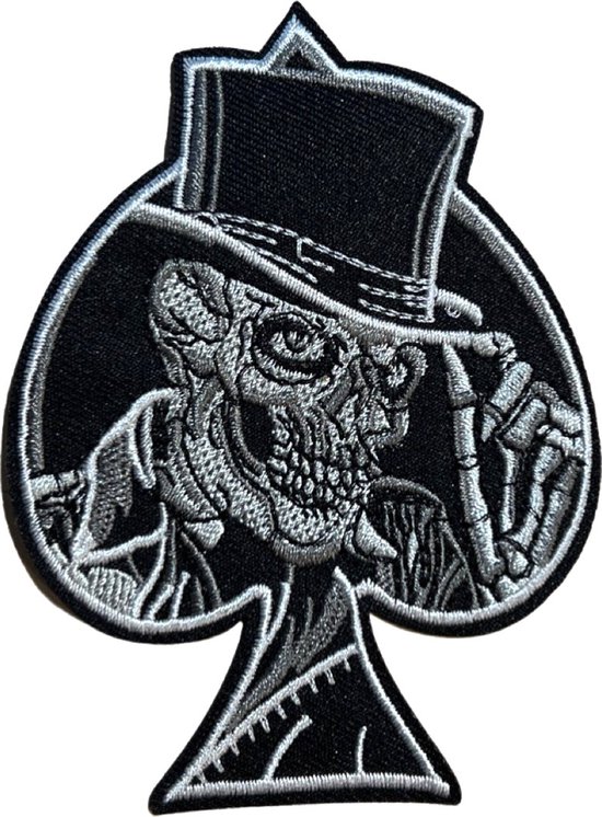 Poker Schoppen Aas Skull Biker Punk Gothic Strijk Embleem Patch 7.8 cm ...