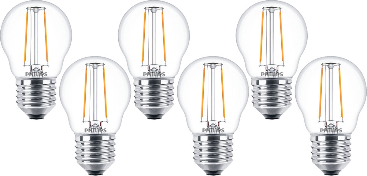 Philips CLA E27 Ampoule LED 2W - Extra - Wit Très Chaud - Remplace 25W - Paquet de 6 | bol.com
