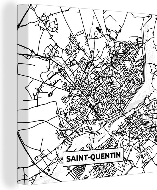 Impression sur Toile Carte - Plan de Ville - Saint-Quentin - France ...
