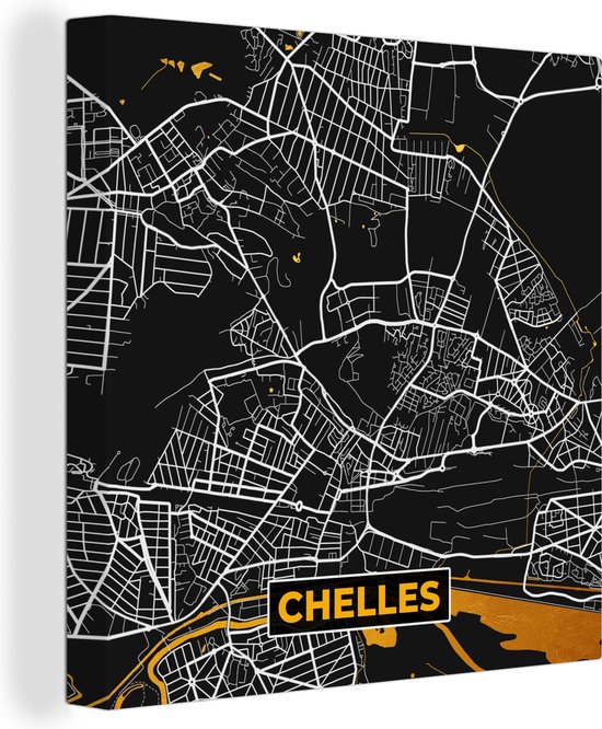 Toile Peinture Carte - Plan de Ville - Chelles - Carte - France - 90x90 ...