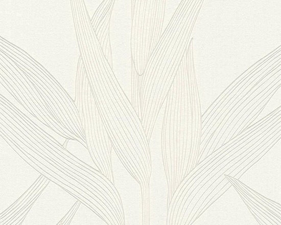 A.S. Création #Hygge - GROTE BLADEREN BEHANG - beige wit - 1005 x 53 cm ...
