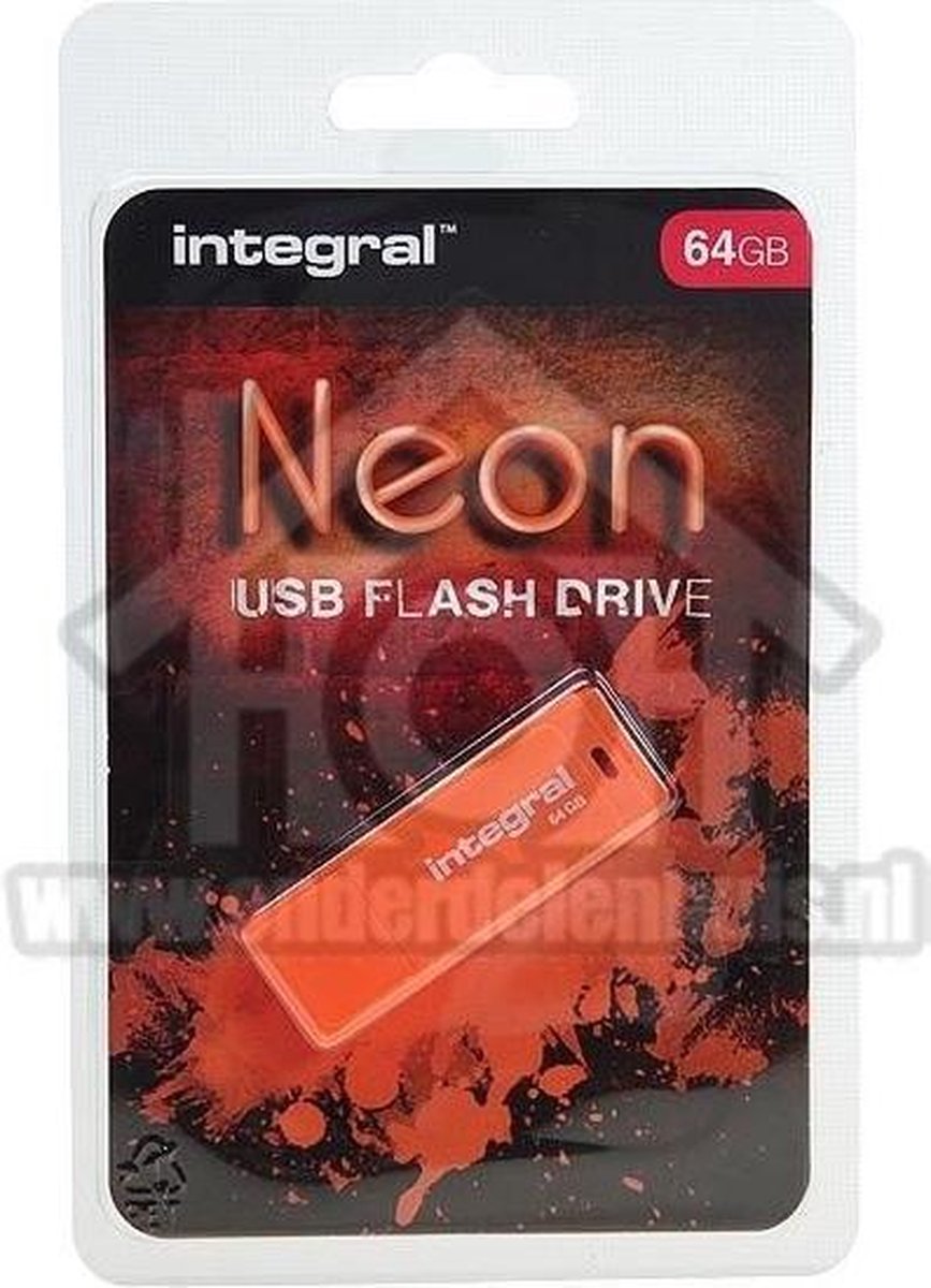 Integral Memory stick 64GB Neon Orange USB Flash Drive USB 2.0 ...
