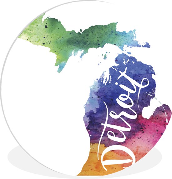 Illustration colorée de la ville de Detroit au Michigan Assiette en ...