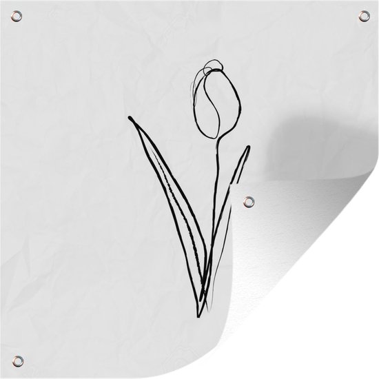 Tuindoek Tulp - Bloem - Line art - 100x100 cm | bol