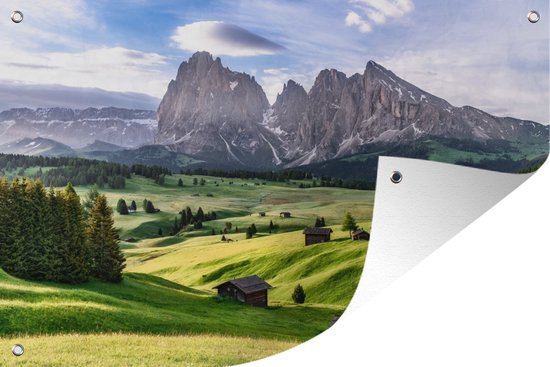 Tuinposter - Tuindoek - Tuinposters buiten - Een groene Alpenweide bij ...