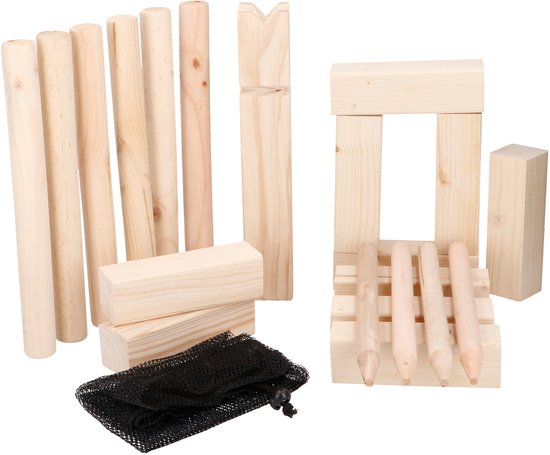 Eddy Toys Kubb Spel Medium Hout - Buitenspel voor Kinderen en Volwassenen - 21-Delige... | bol