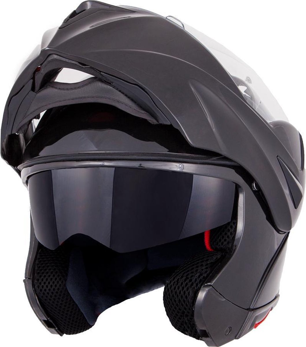 Vinz Lombard Motorhelm / Systeem Helm / Klaphelm - Zwart | bol.com