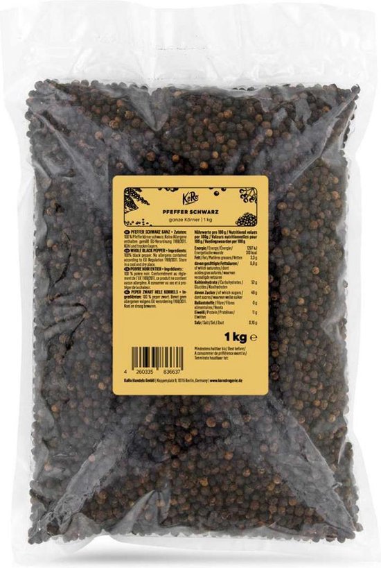 KoRo | Zwarte peper hele korrels 1 kg | bol