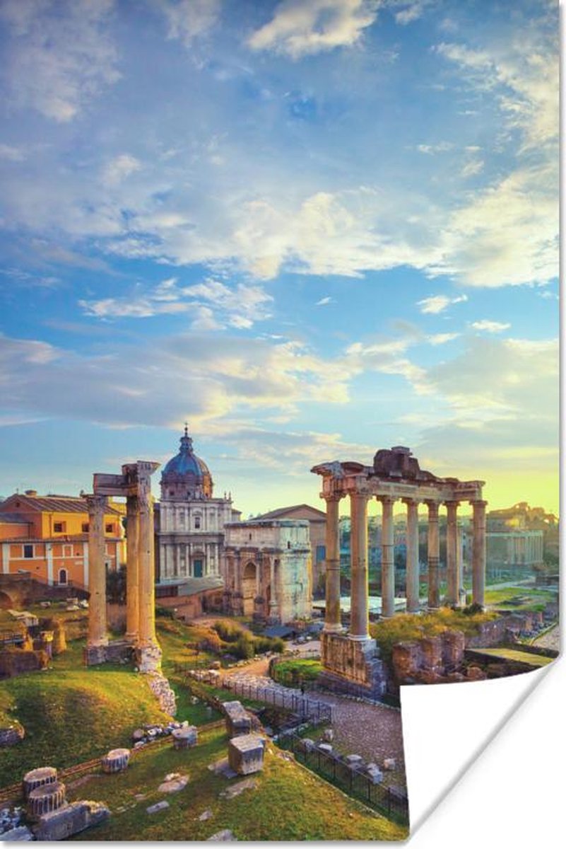 Kleurrijke afbeelding van oude gebouwen in Rome 120x180 cm XXL / Groot ...