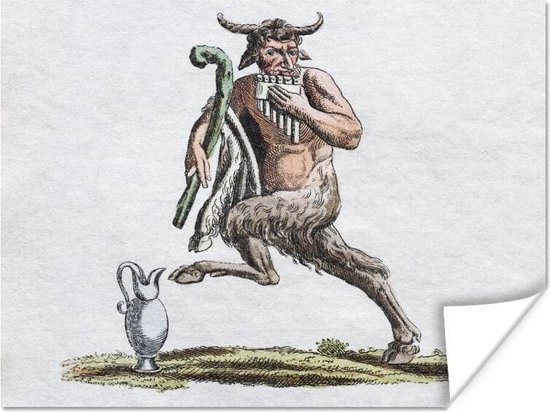 Poster Een kleurrijke tekening van een Sater - 120x90 cm | bol.com