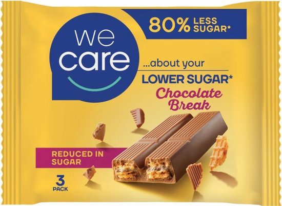 WeCare Lower Sugar Reep Chocolate Break 64,5 gr | bol.com