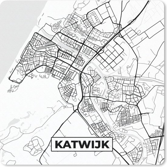 Stadskaart van de stad Katwijk in zwart-wit - Plattegrond | bol.com