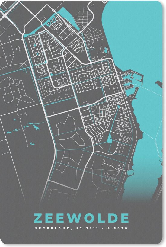 Plattegrond - Zeewolde - Grijs - Blauw - Stadskaart | bol.com