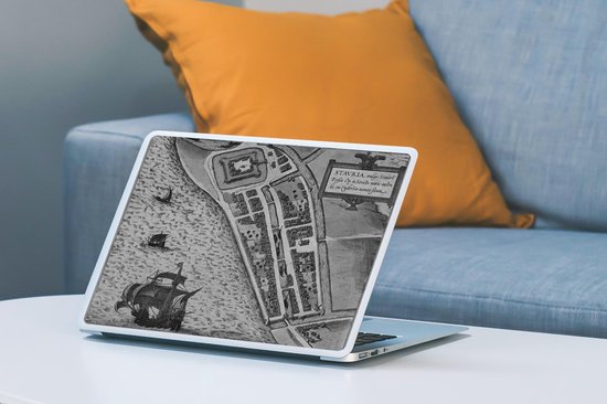 Laptop sticker - 14 inch - Kaart - Stavoren - Zwart Wit - 32x5x23x5cm ...