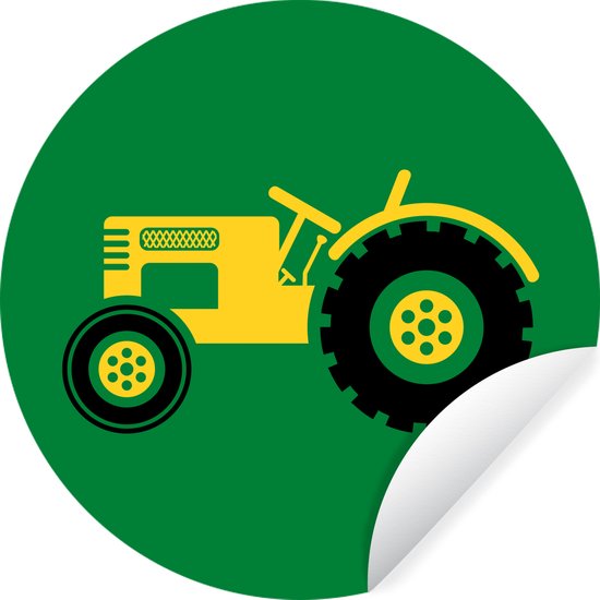 WallCircle - Muurstickers - Behangcirkel - Tractor - Geel - Groen - 50x50 cm -... | bol