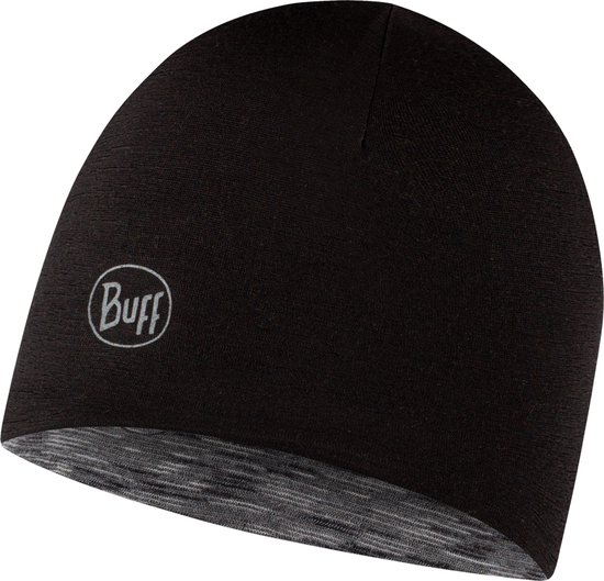 BUFF® LW Merino Wool Reversible Hat BLACK-GRAPHITE MULTISTRIPES - Muts - Kids | bol