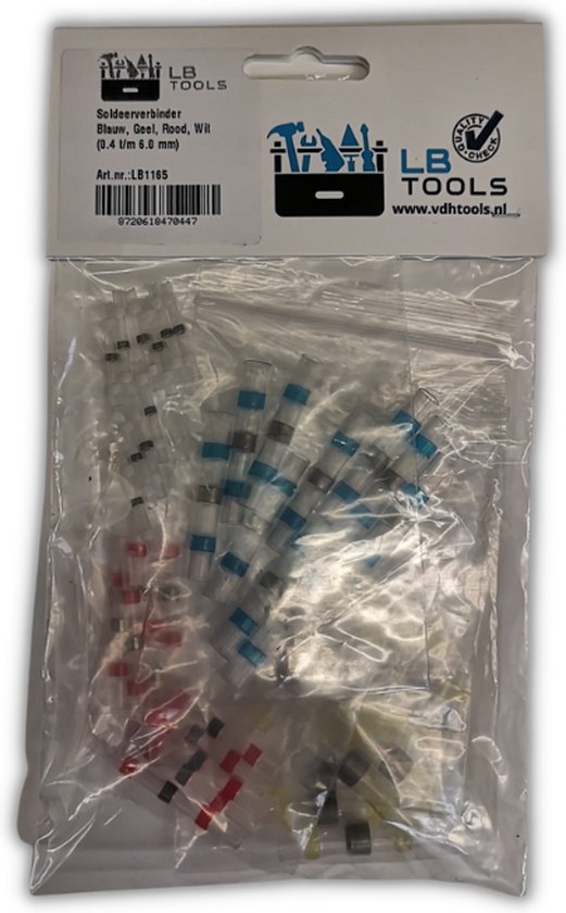 LB Tools 40x soldeerverbinder Blauw, Geel, Rood, Wit (0.4 t/m 6.0 mm) | Soldeerhulzen... | bol.com
