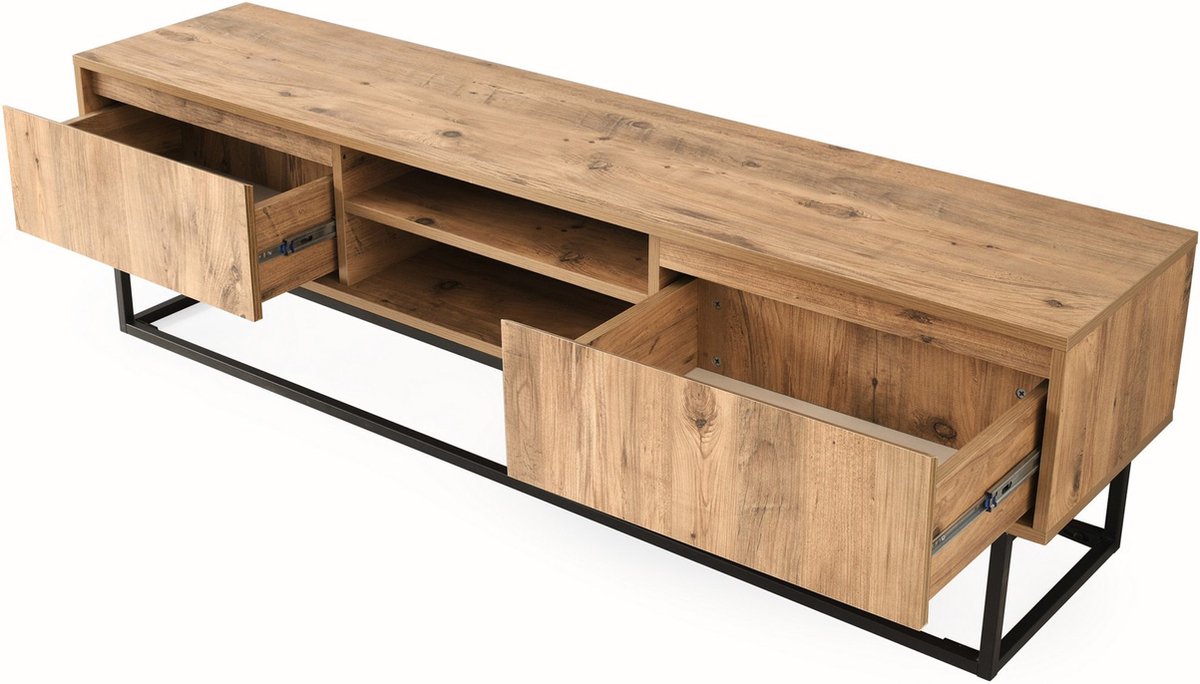 Staand Retro TV-meubel Hout - Metalen frame - 140x40x50cm | bol.com