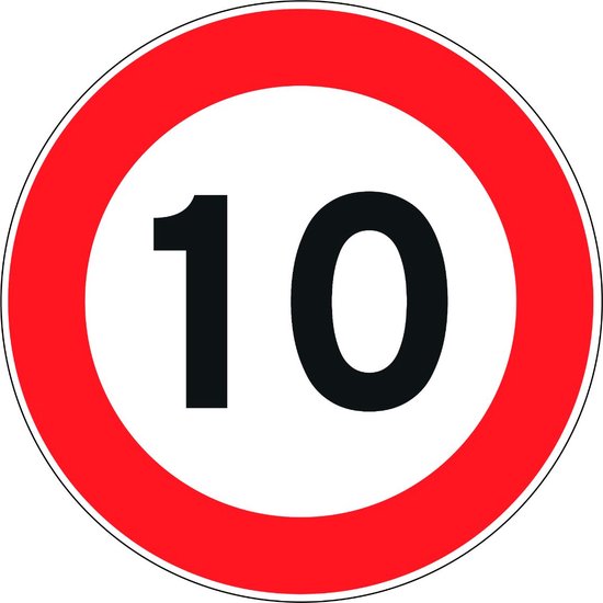 10km per uur sticker 30cm - Snelheidssticker 10 km per uur ...
