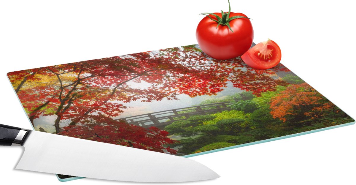 Glazen Snijplank - 28x20 - Japanse esdoorn - Bomen - Brug - Natuur ...