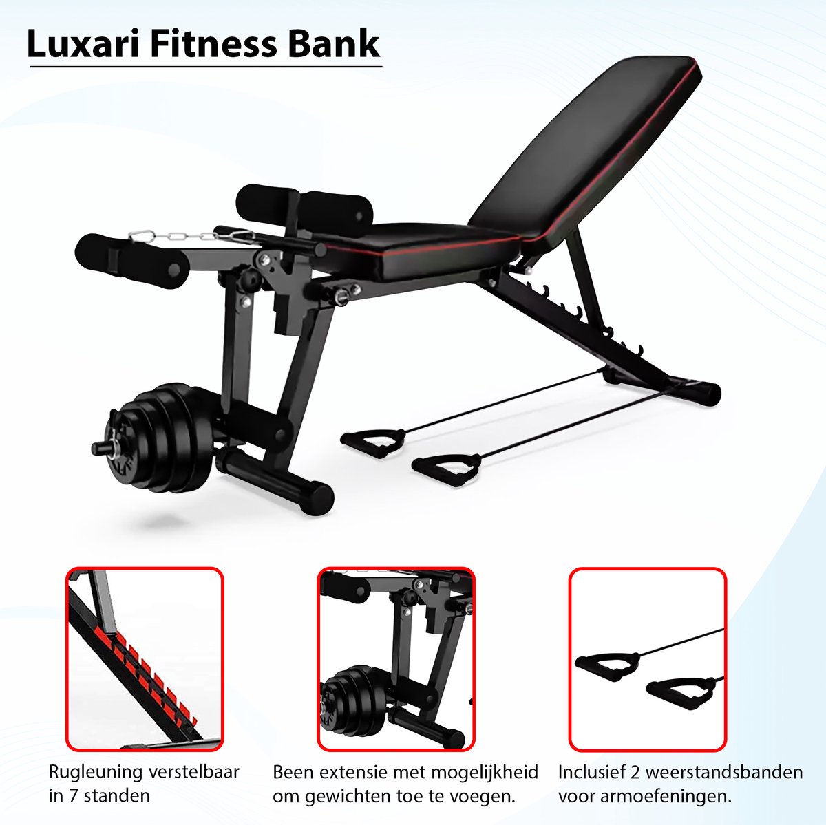 Luxari - Multifunctionele fitness bank - Inclusief leg extension ...