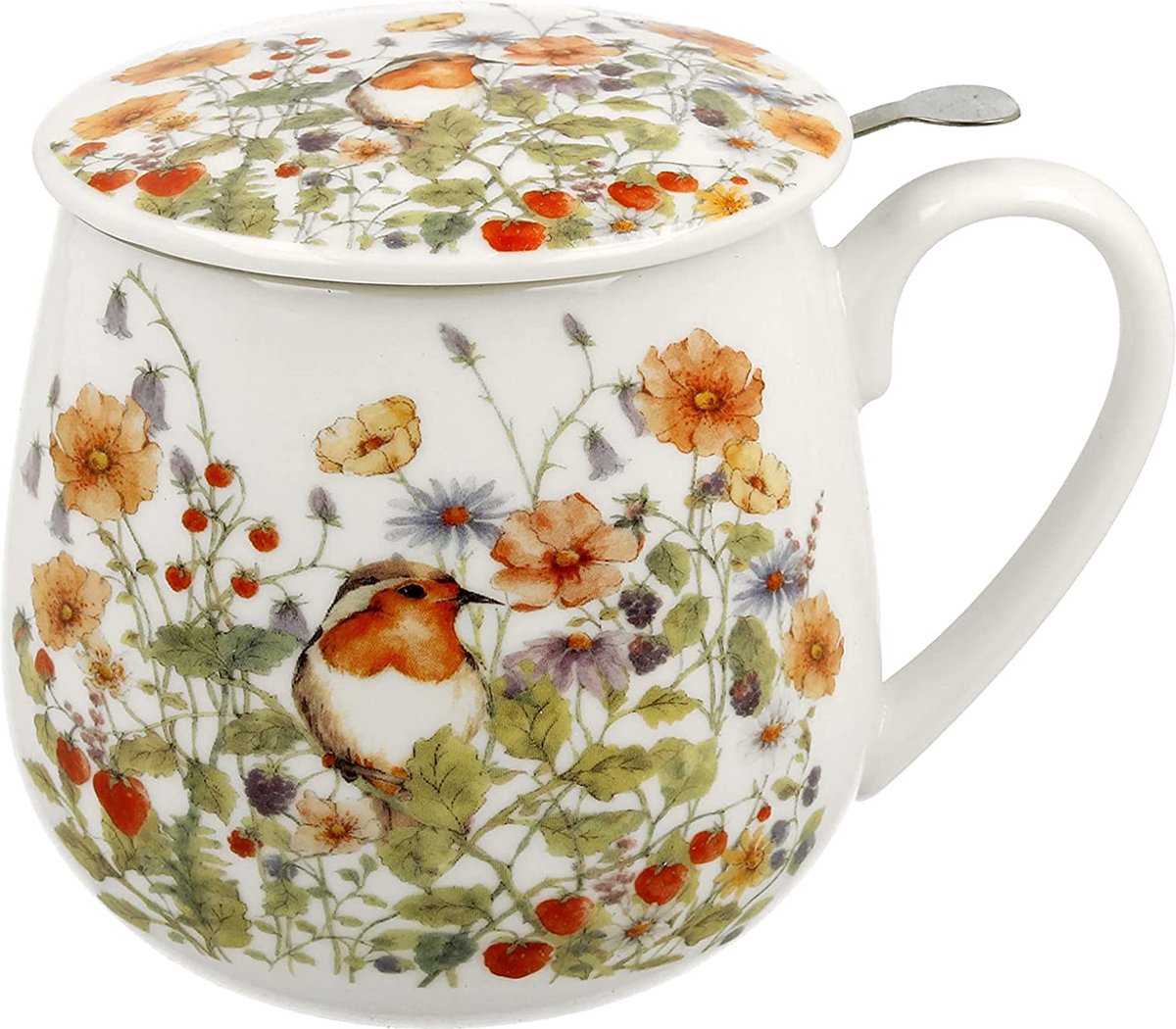 DUO Theemok, theetas-set van porselein met bloemenmotief, set met ...