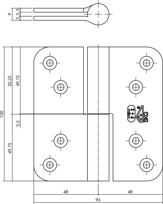 P&E Twin line® kogelstift-paumelle roestvaststaal SC 5441-000-13R | bol