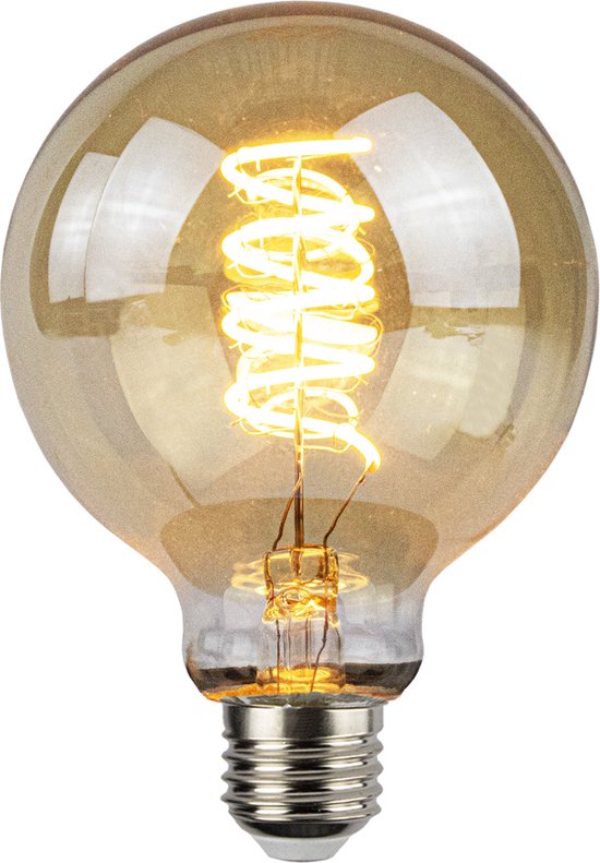 LED Filament Globe lamp amber - spiraal | 80mm | 4 Watt | Dimbaar ...